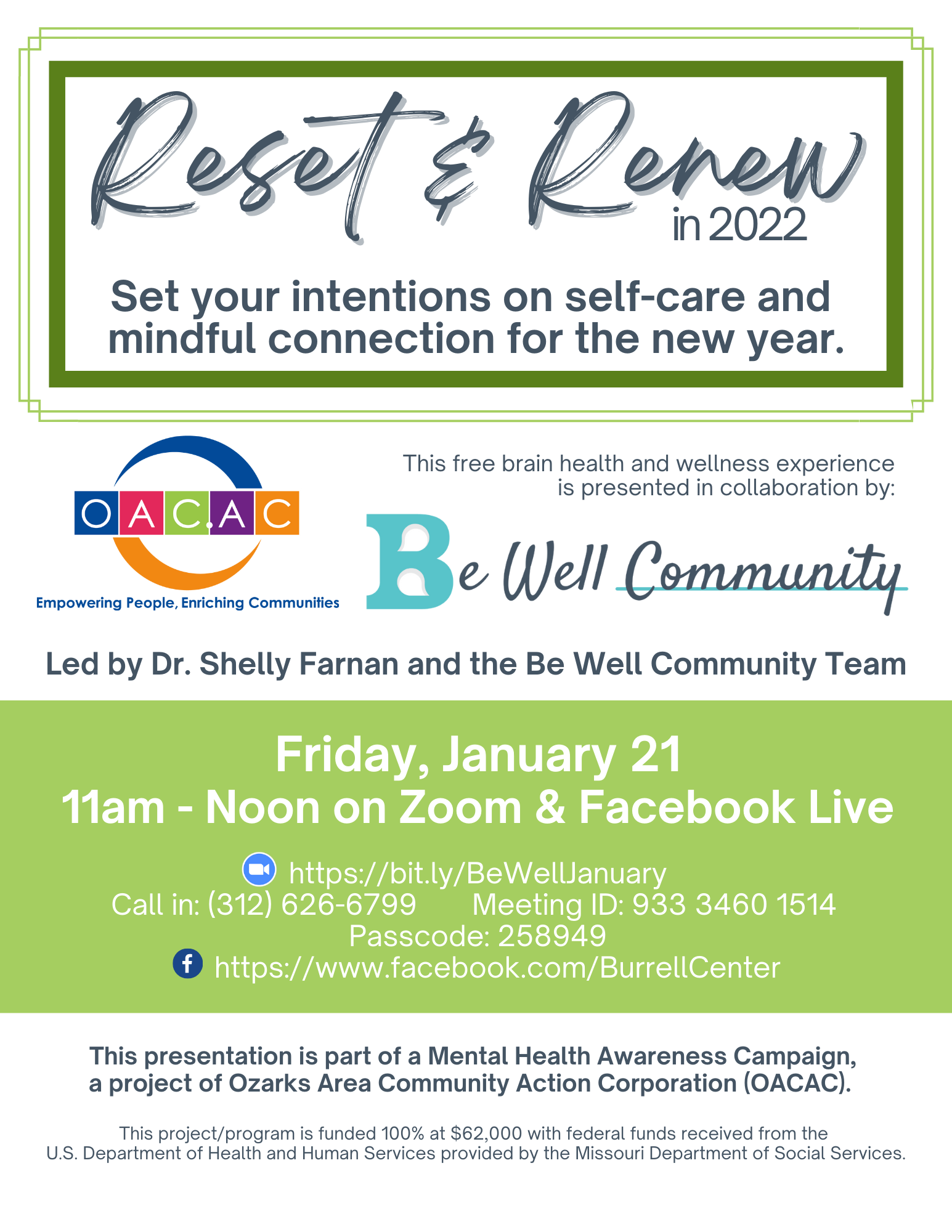 OACAC | January Be Well Community Event