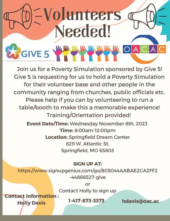 OACAC | Seeking Poverty Simulation Volunteers