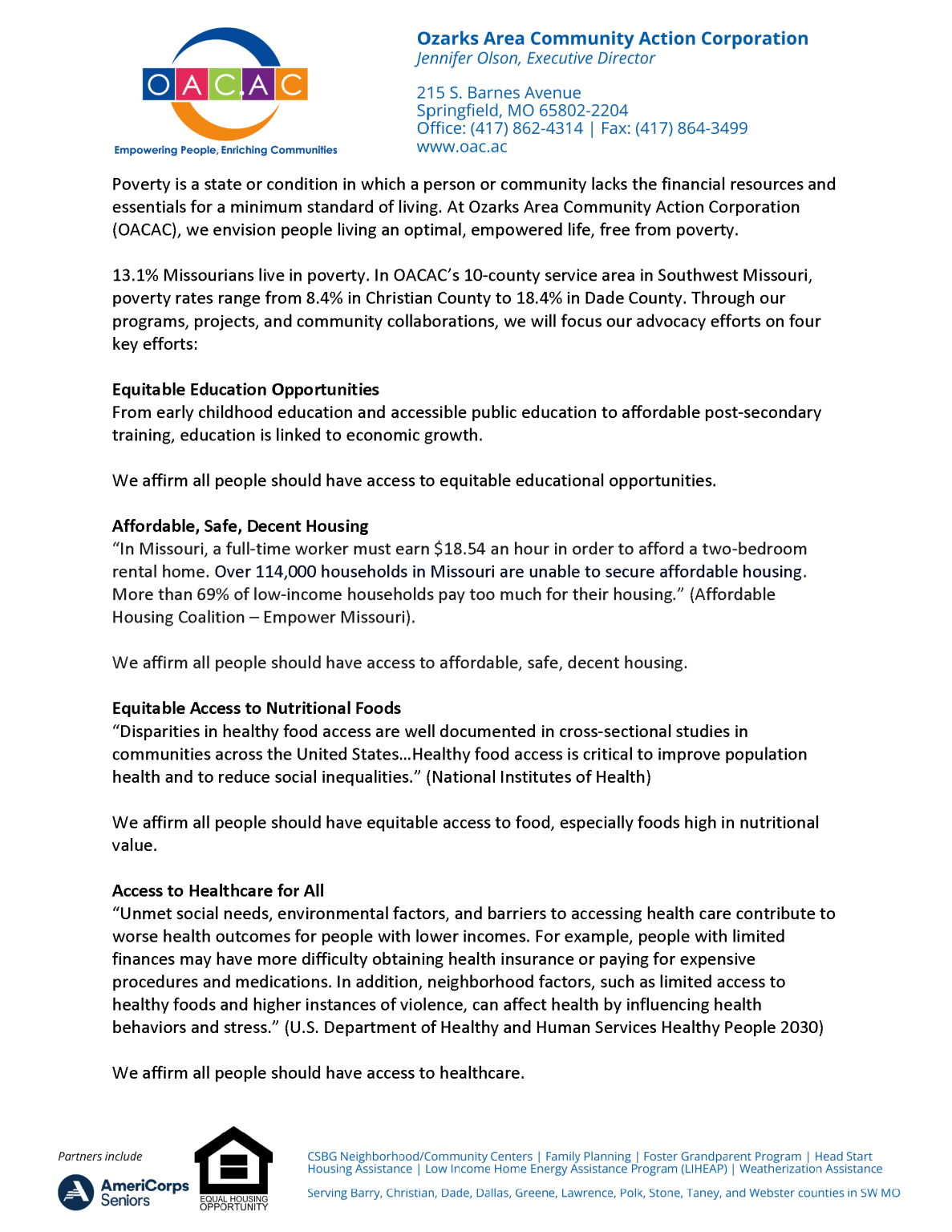 OACAC | Advocacy Statement